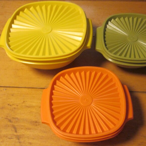 Tupperware | Dining | 7s Set Of Tupperware Orange Avocado And Yellow ...